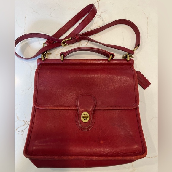Coach | Bags | Vintage Coach Red Leather Willis Purse | Poshmark